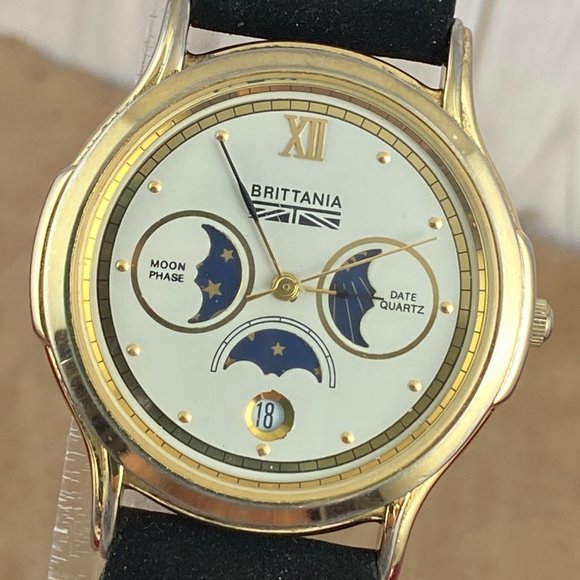 Levi's | Accessories | Vintage Brittania Levi Strauss Moon Phase Watch ...